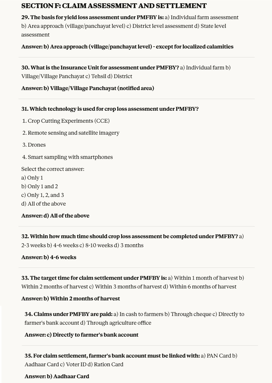 OPSC – Pradhan Mantri Fasal Bima Yojana (PMFBY) – Objective Questions ...